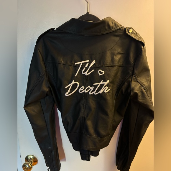 David's Bridal | Jackets & Coats | Till Death Faux Leather Jacket ...